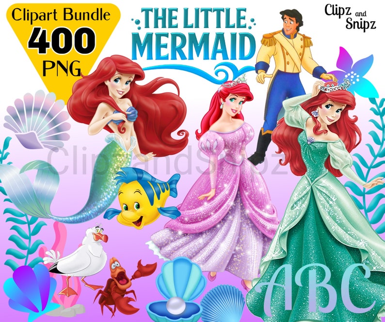 Little Mermaid Clipart Little Mermaid PNG Instant Digital - Etsy UK