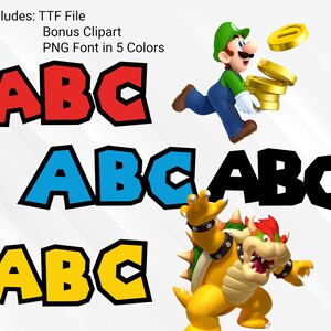 Mario Alphabet, Mario Font, Mario PNG Clipart, Mario Numbers Letters ...