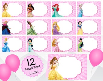 Princess Editable Round Labels Princess Digital Files - Etsy