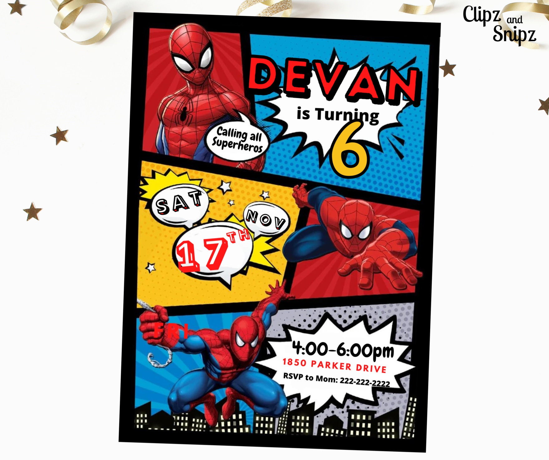 Spiderman Template Invitations