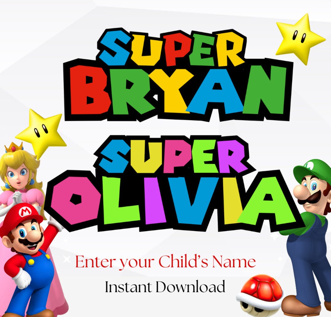 Editable Super Mario Name, Custom Mario Name PNG, Princess Peach Name ...