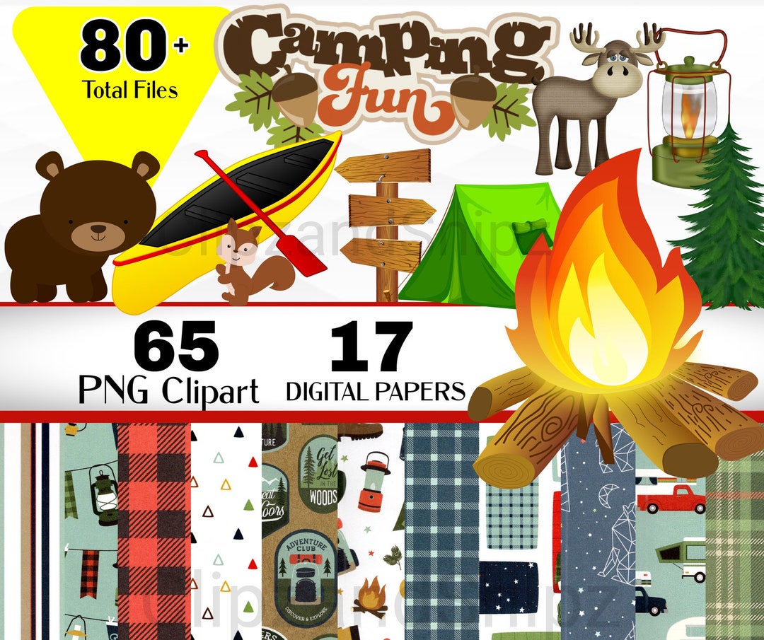 Buy Camping PNG, Summer Camp Clipart, Camping Digital Paper, Forest ...