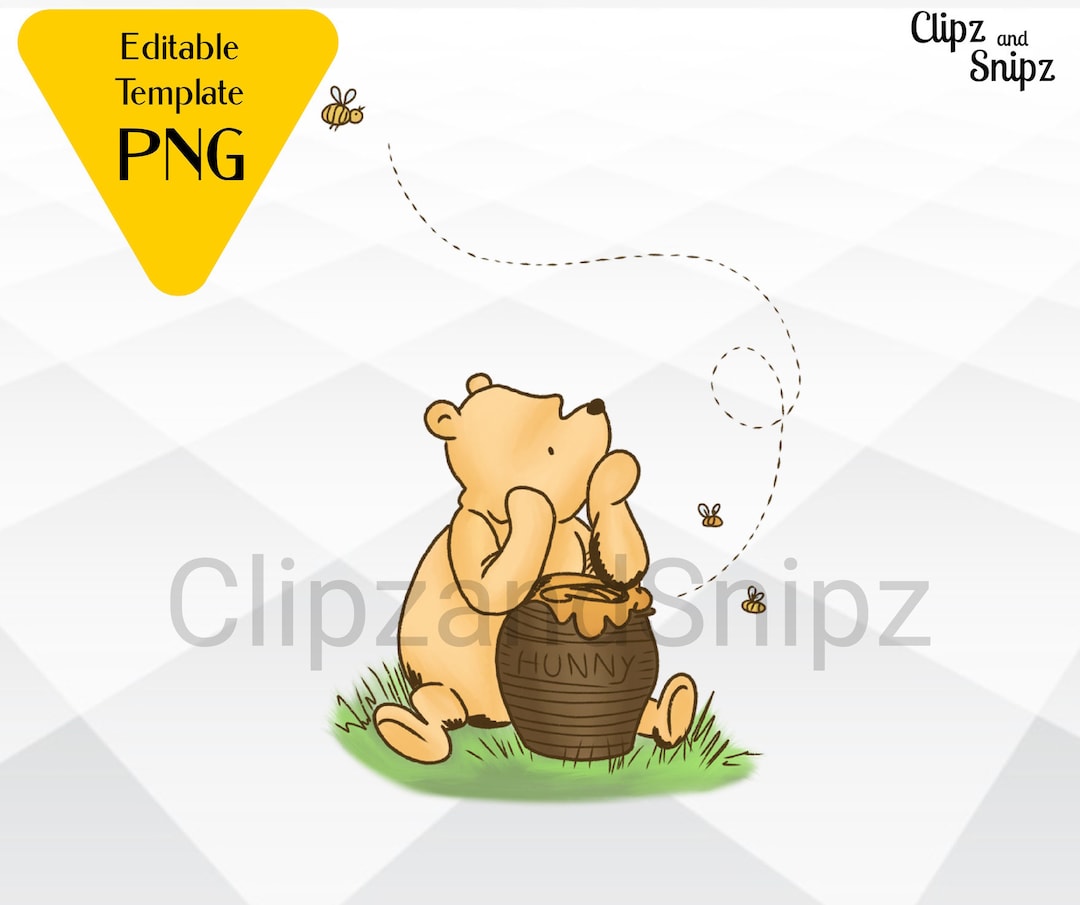 Classic Winnie the Pooh PNG, Winnie the Pooh Clipart, Instant Digital ...