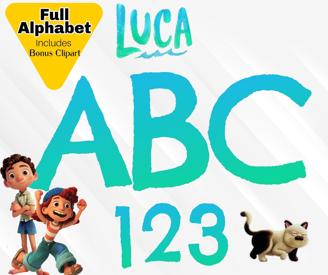 Buy Luca Alphabet, Luca Font, Luca PNG Clipart, Luca Numbers and ...