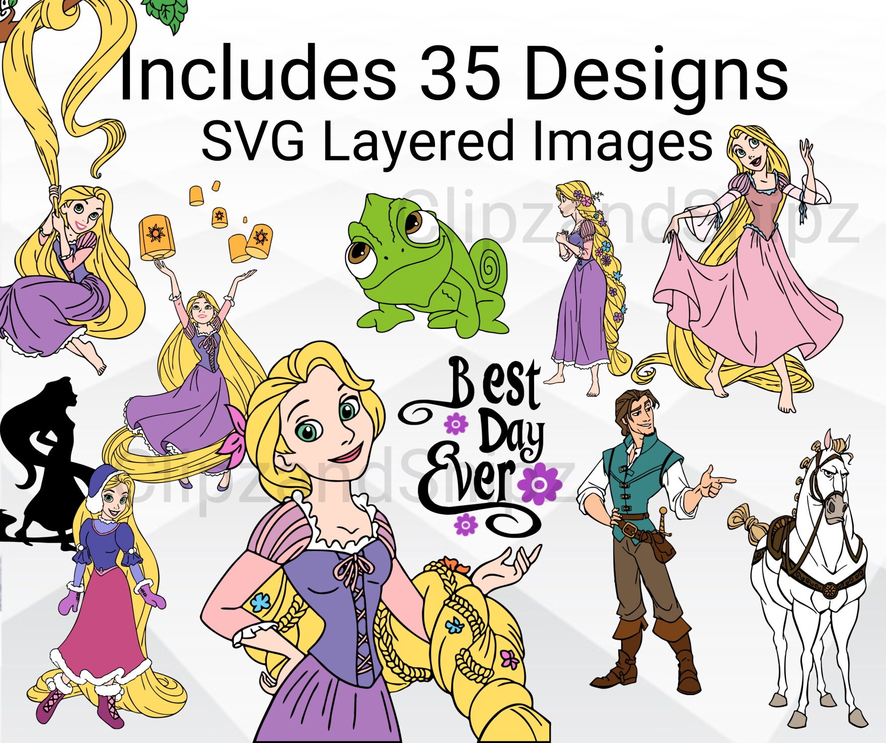 Tangled SVG Tangled PNG Princess SVG Clipart Layered Files - Etsy Finland