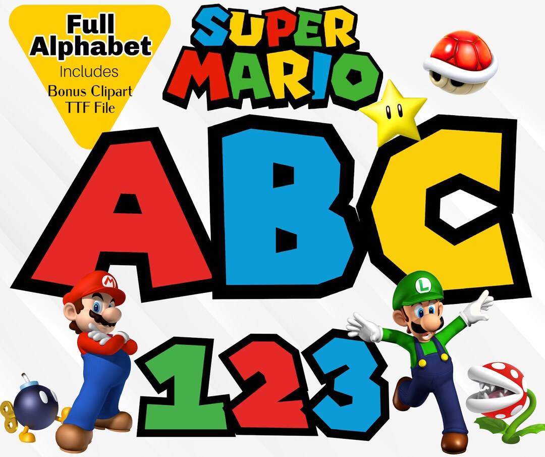 Mario Alphabet Mario Font Mario PNG Clipart Mario Numbers - Etsy Australia