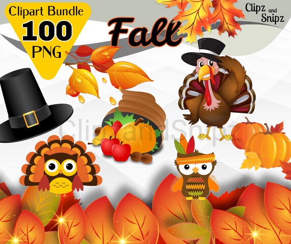 Thanksgiving Clipart Fall Autumn Leaves PNG Instant Digital | Etsy