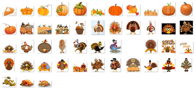 Thanksgiving Clipart Fall Autumn Leaves PNG Instant Digital | Etsy