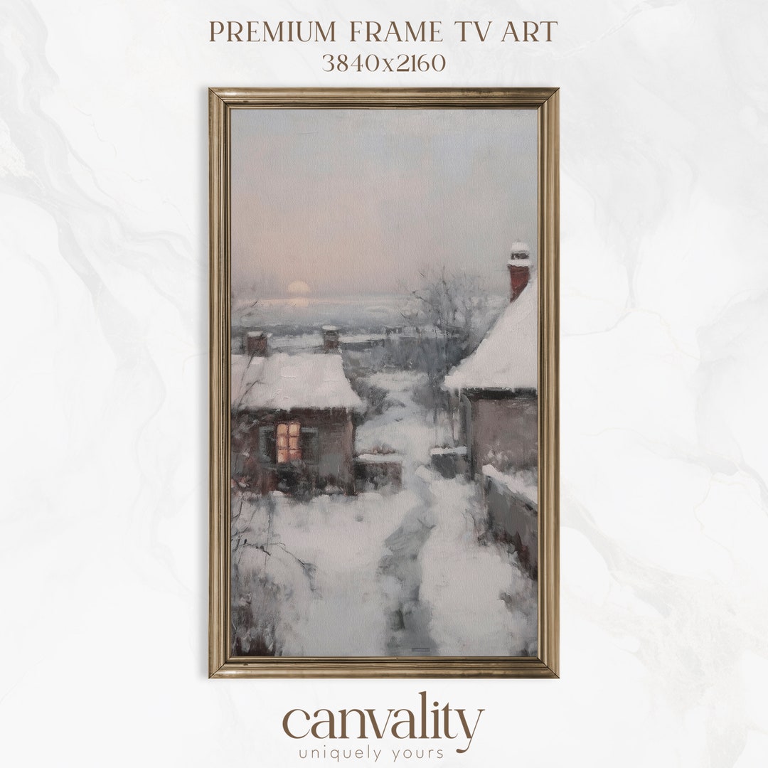 Vintage Christmas Vertical Frame TV Art Vertical Muted Winter - Etsy