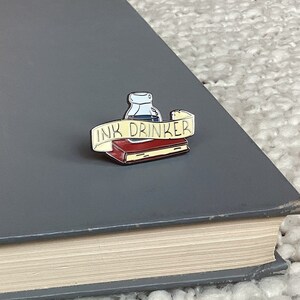 Ink Drinker Book Lover Enamel Pin - Etsy