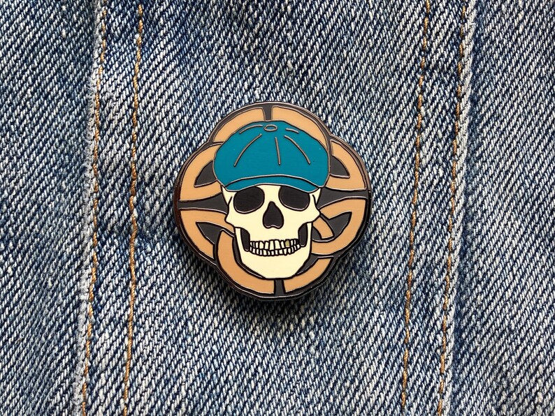 Skull Scally Cap Enamel Pin - Etsy
