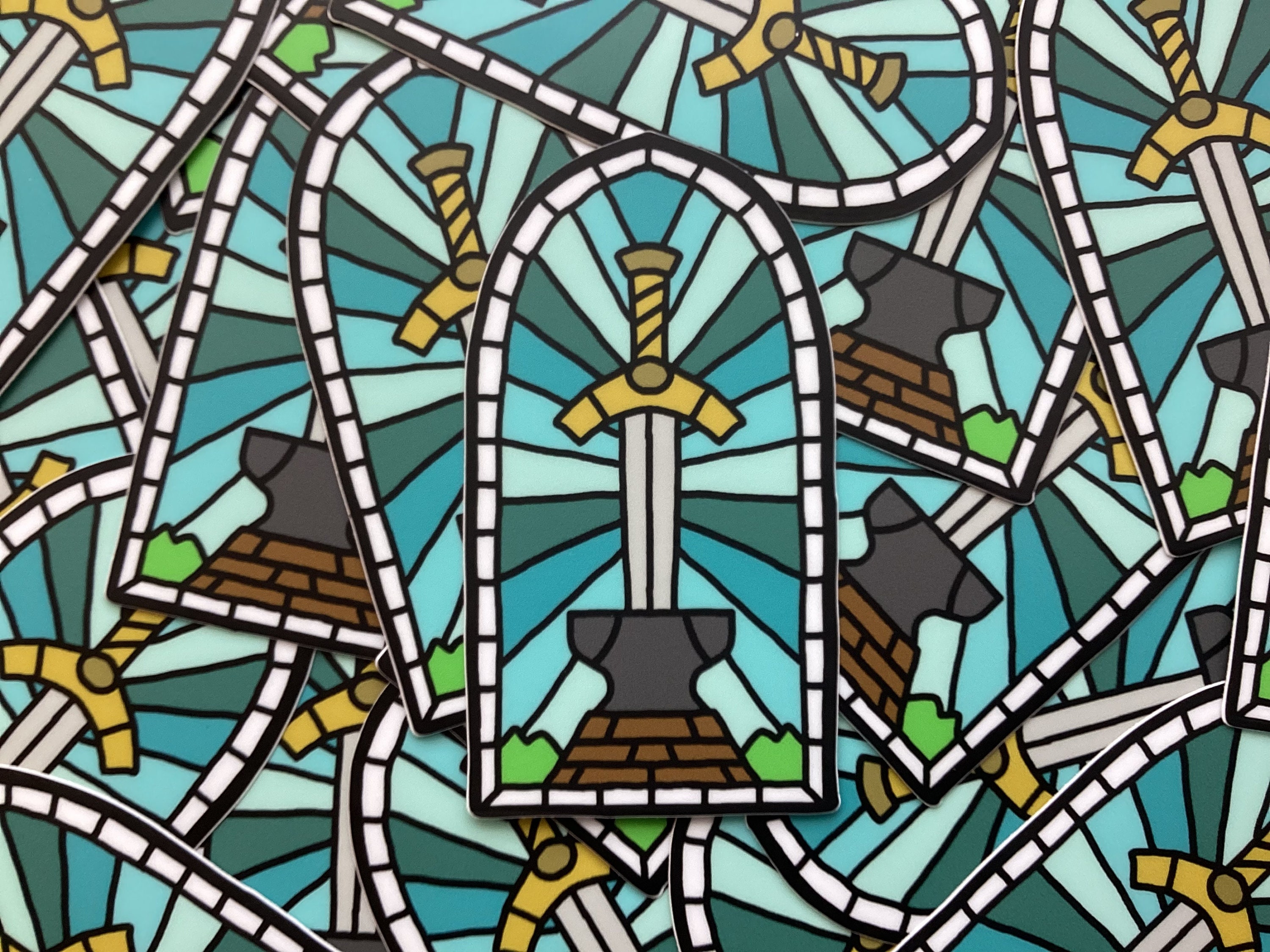 Sword in Anvil Stained Glass Vinyl Sticker - Etsy