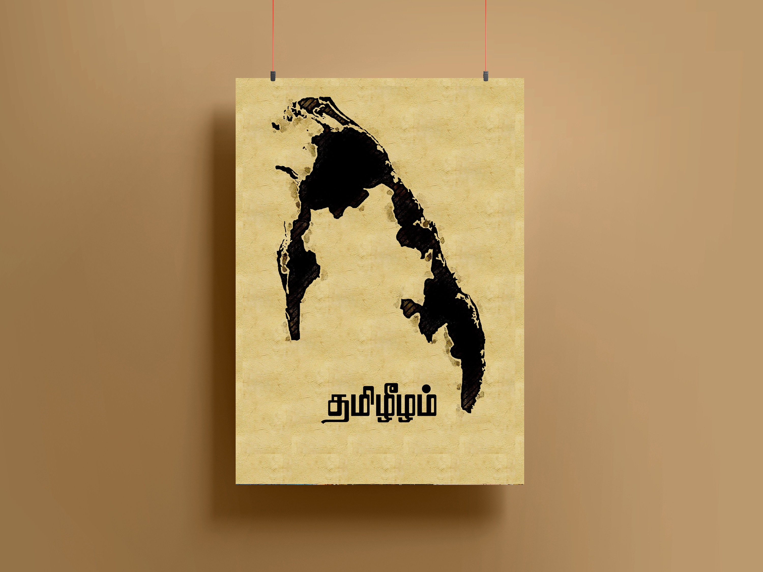 Buy Tamil Eelam Map Poster Vintage Art Print Online in India - Etsy