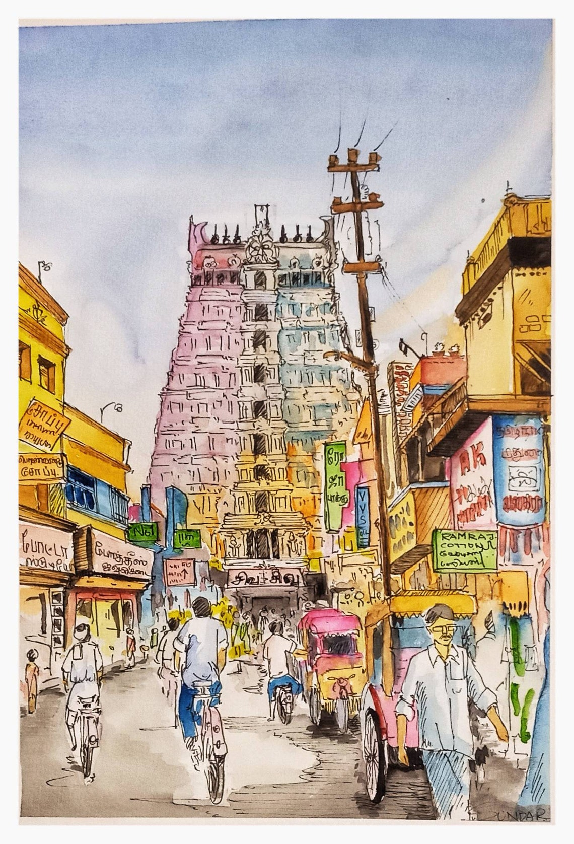 Madurai Meenakshi Amma Temple Street View Watercolour Art Etsy Madurai Meenakshi Amma Temple Street View Watercolour Art Etsy