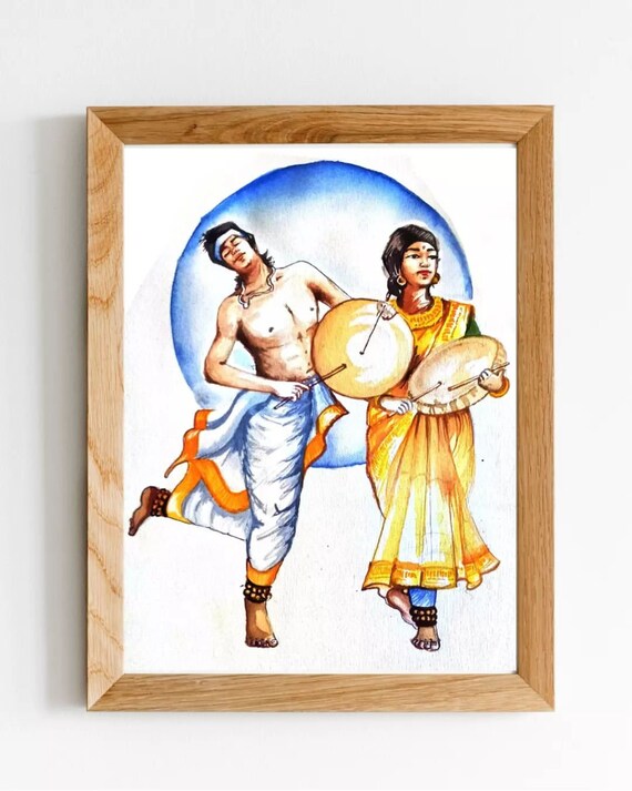 Parai Thappattam Tamil Traditional Dance Original Watercolor - Etsy