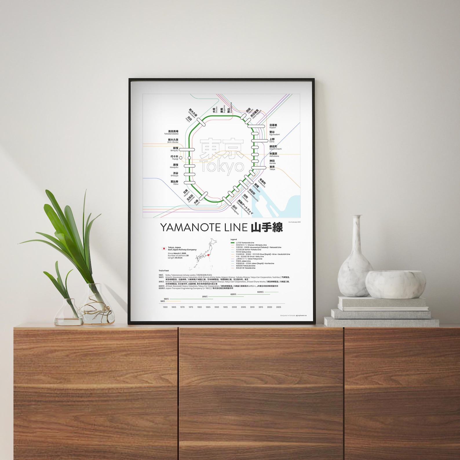 Tokyo Yamanote Line Map Digital Download | Japan Subway Transit Art ...