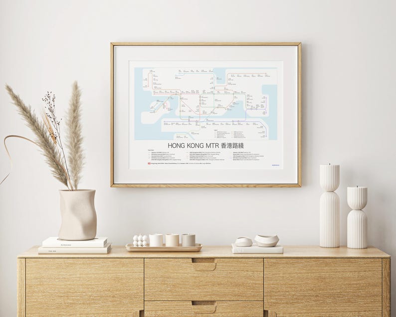 Hong Kong MTR Map Poster - Etsy