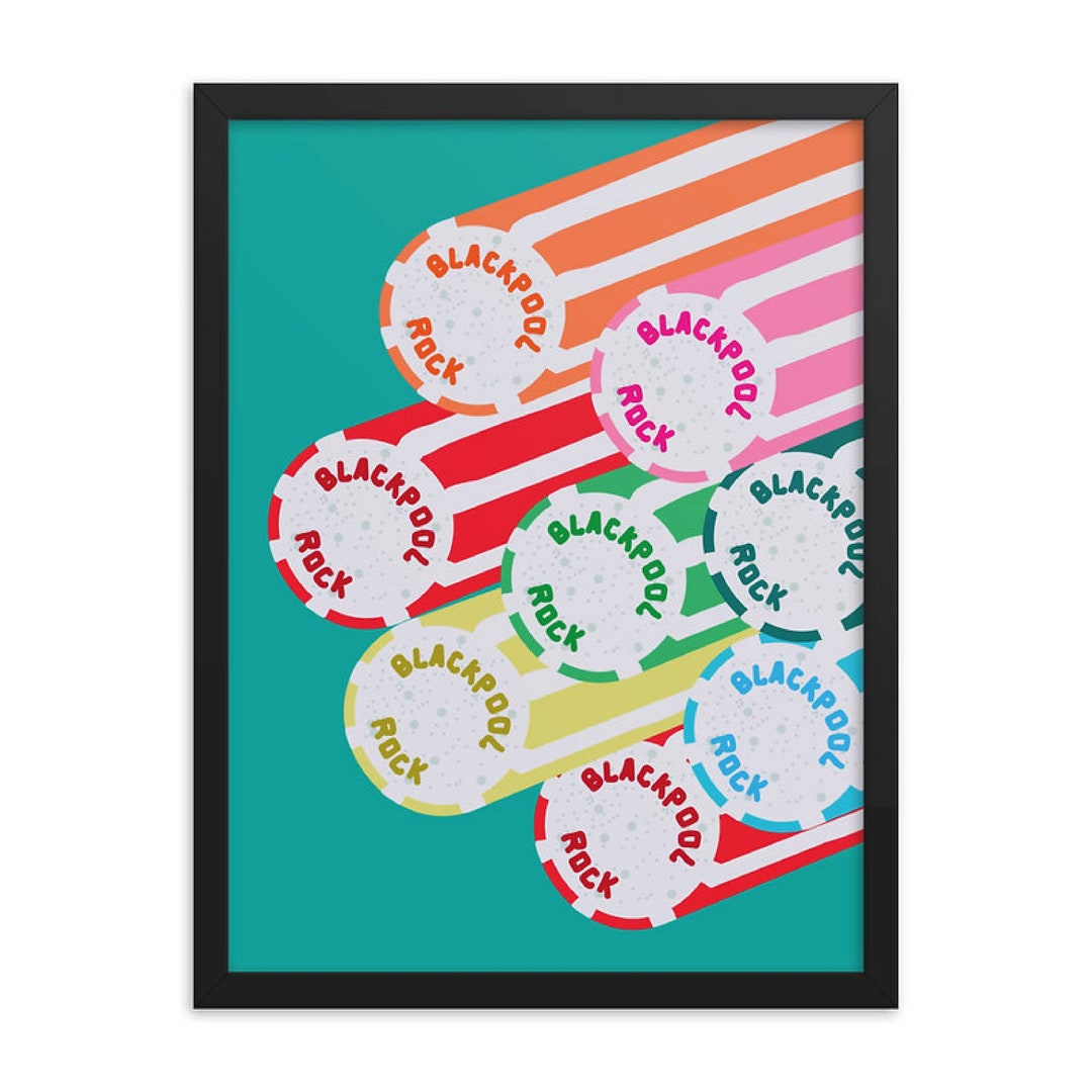 England, Blackpool Rock, Digital Art, Poster, Print, A5 A4, A3, A2 ...