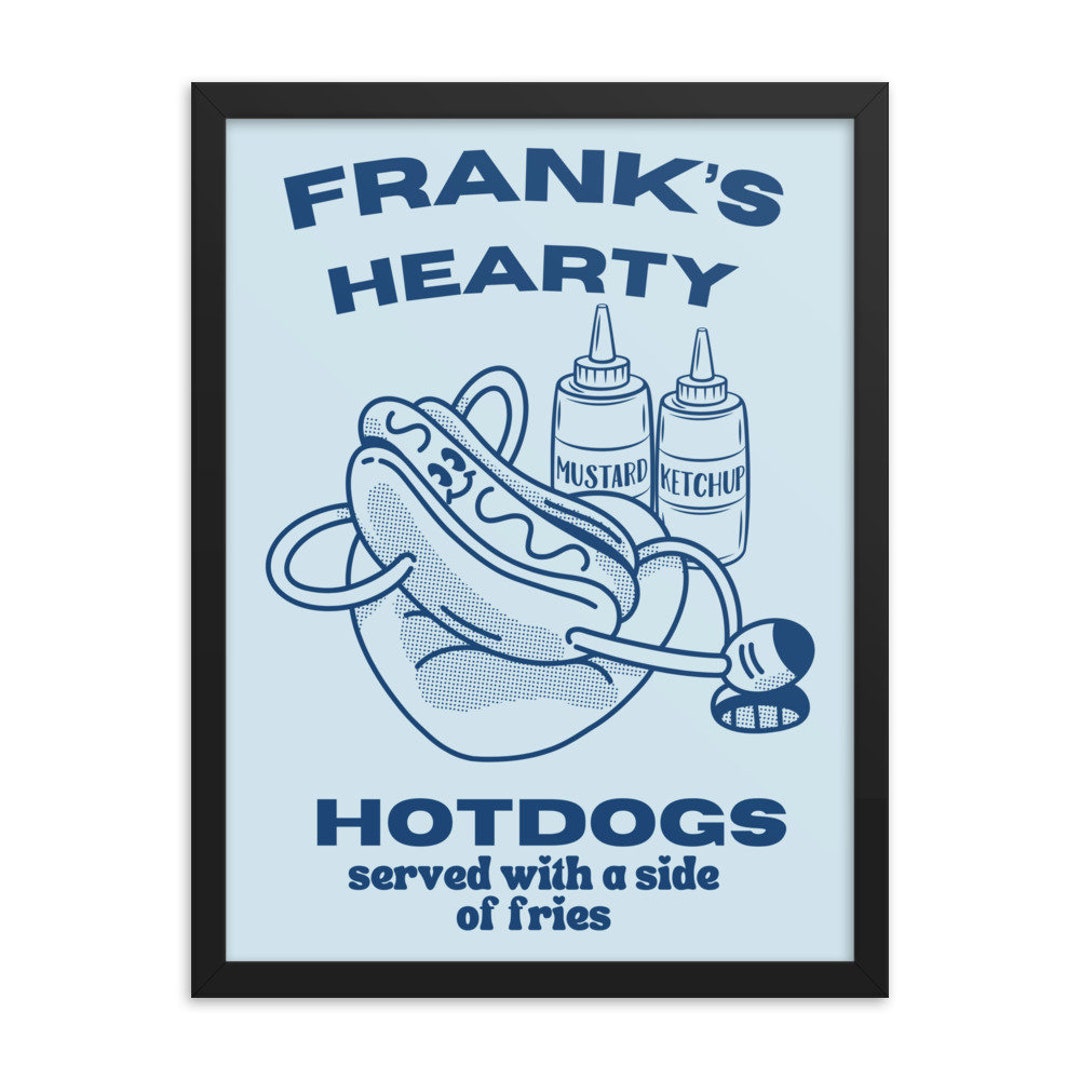 Hotdog Art Print, Sausage Poster, Typography, Retro Poster, Abstract ...