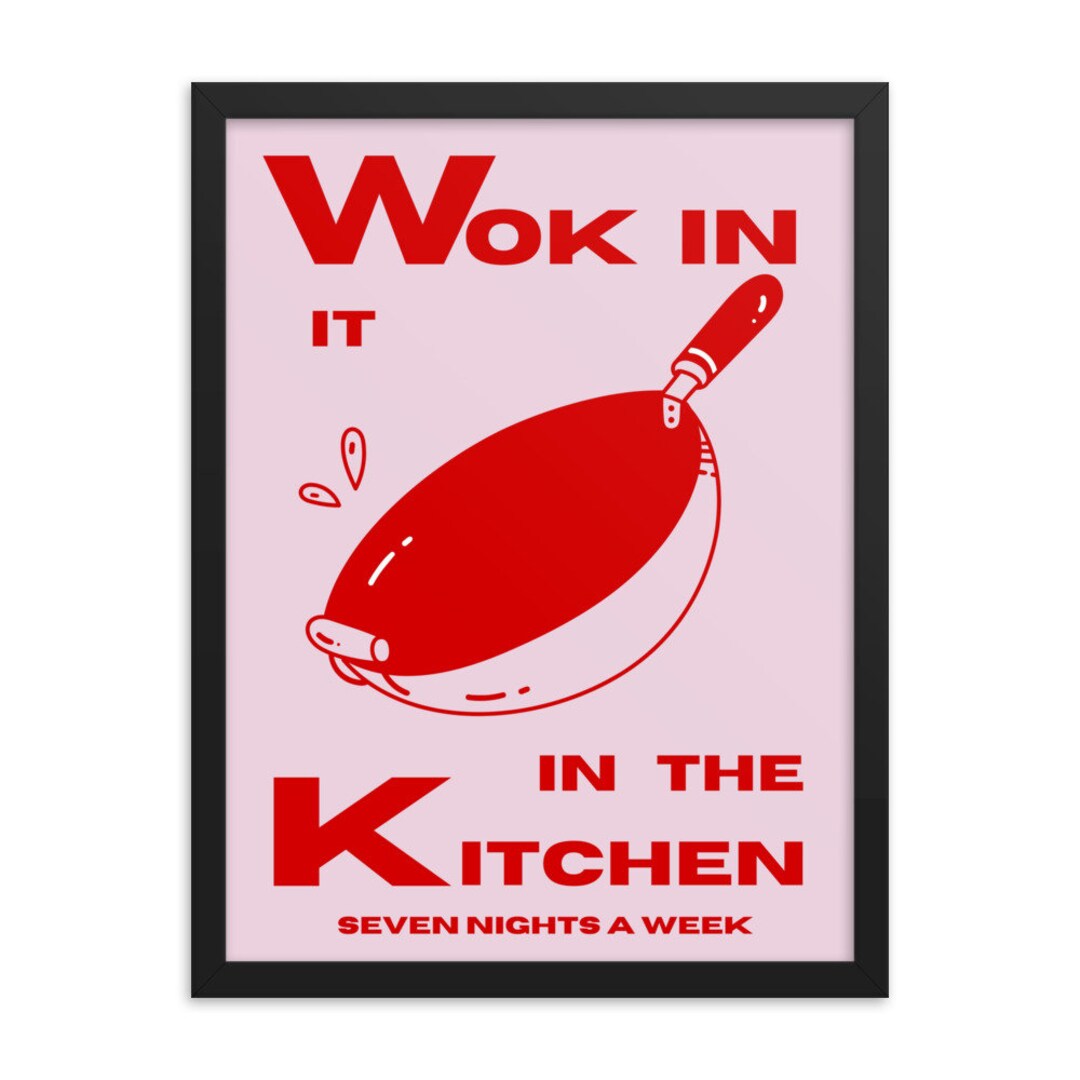 Kitchen Art Print, Wok Poster, Typography, Retro Poster, Abstract Art ...
