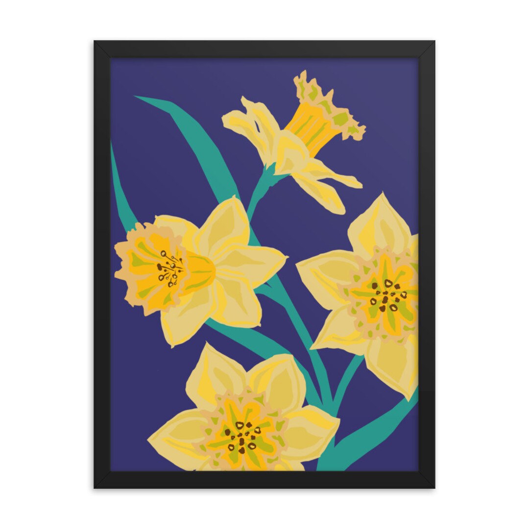 Daffodil Poster Floral Art Print Botanical Flowers Wall - Etsy