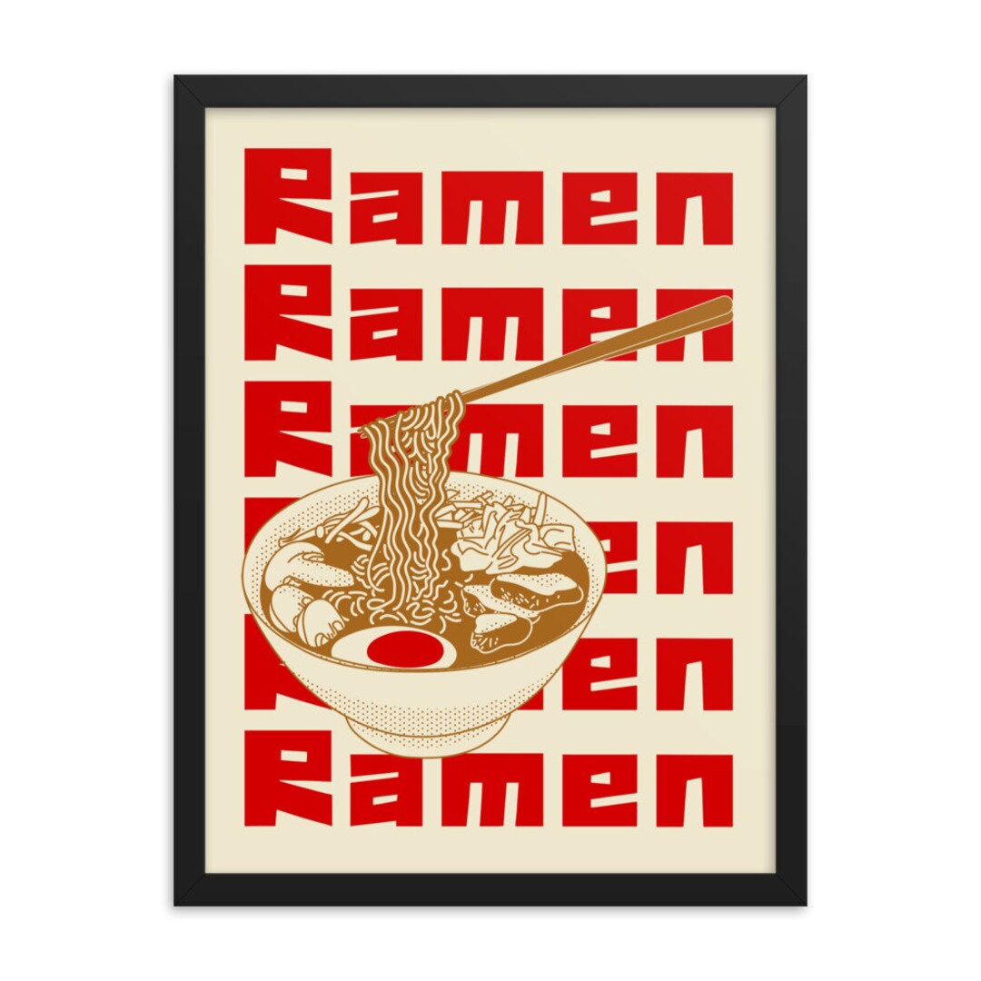 Ramen Art Print, Noodle Poster, Typography, Retro Poster, Abstract Art ...
