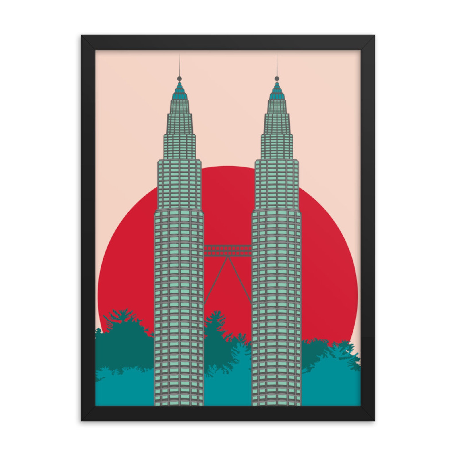 Malaysia Poster, Kuala Lumpur Art Print, Pertronas Twin Towers, Art ...