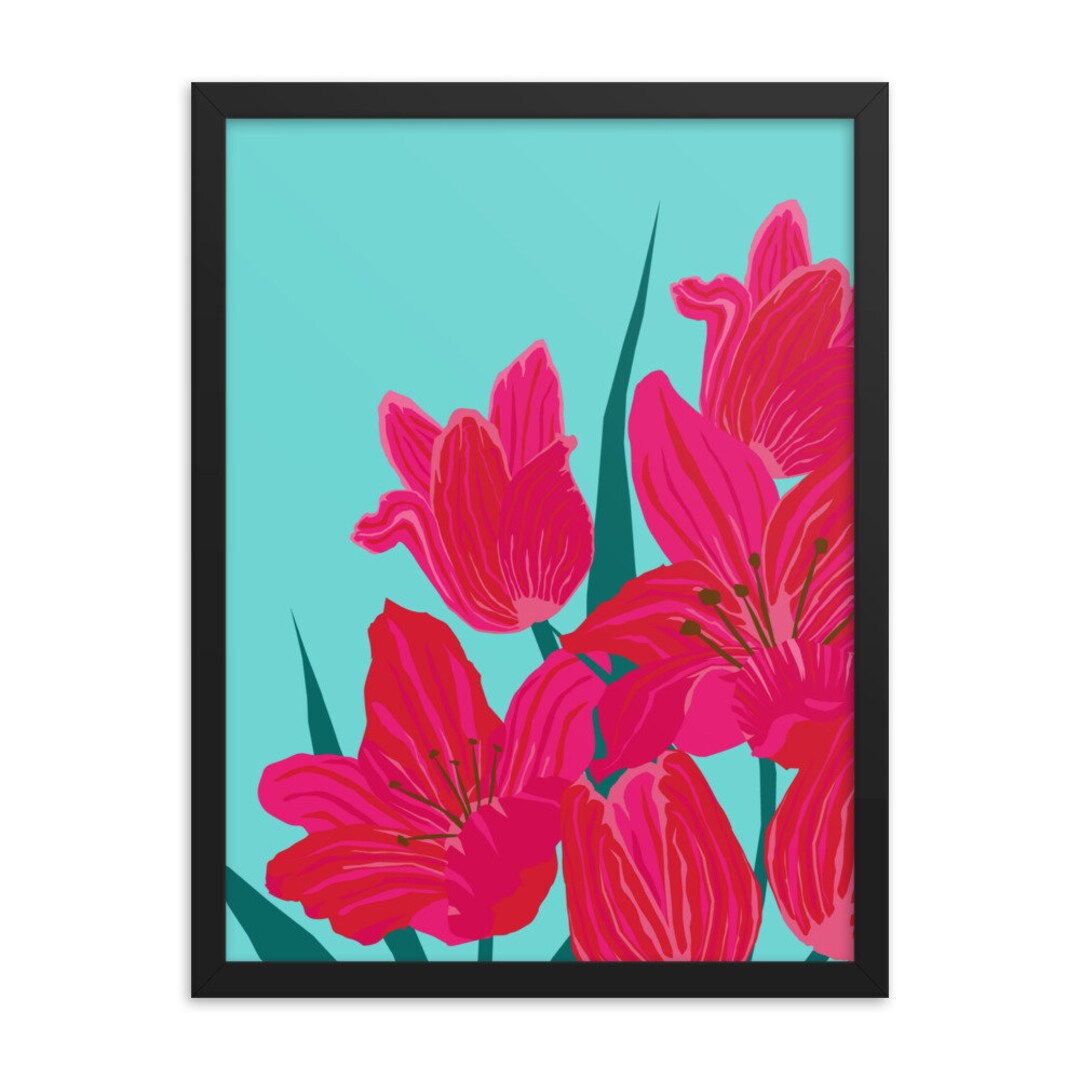 Tulip Poster, Floral, Art Print, Botanical, Flowers, Wall Art, Digital ...