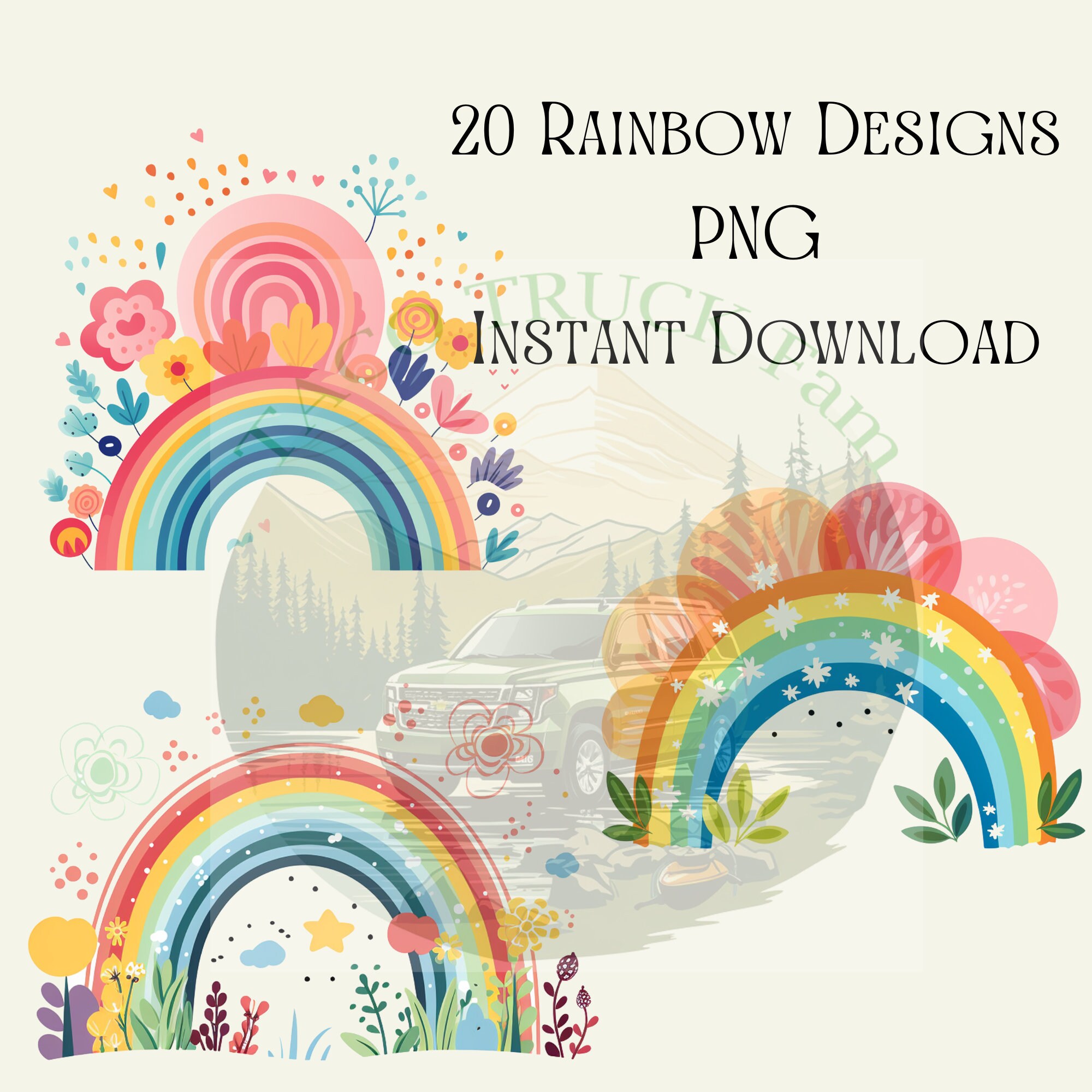 20 Rainbow Designs PNG Instant Download Files - Etsy