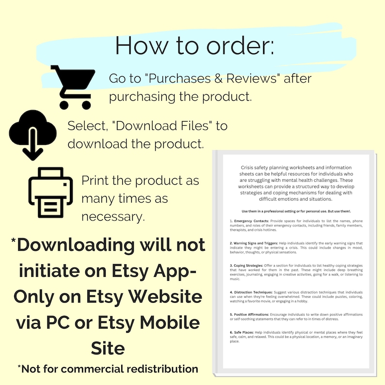 Suicide Prevention Worksheet Set, Suicide, Self Harm Prevention, Self ...