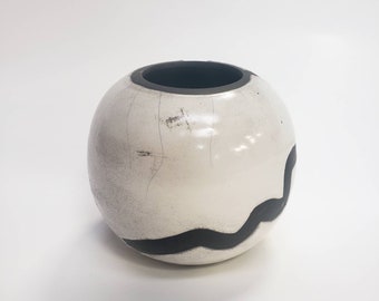 White Crackle Raku Vase - Etsy