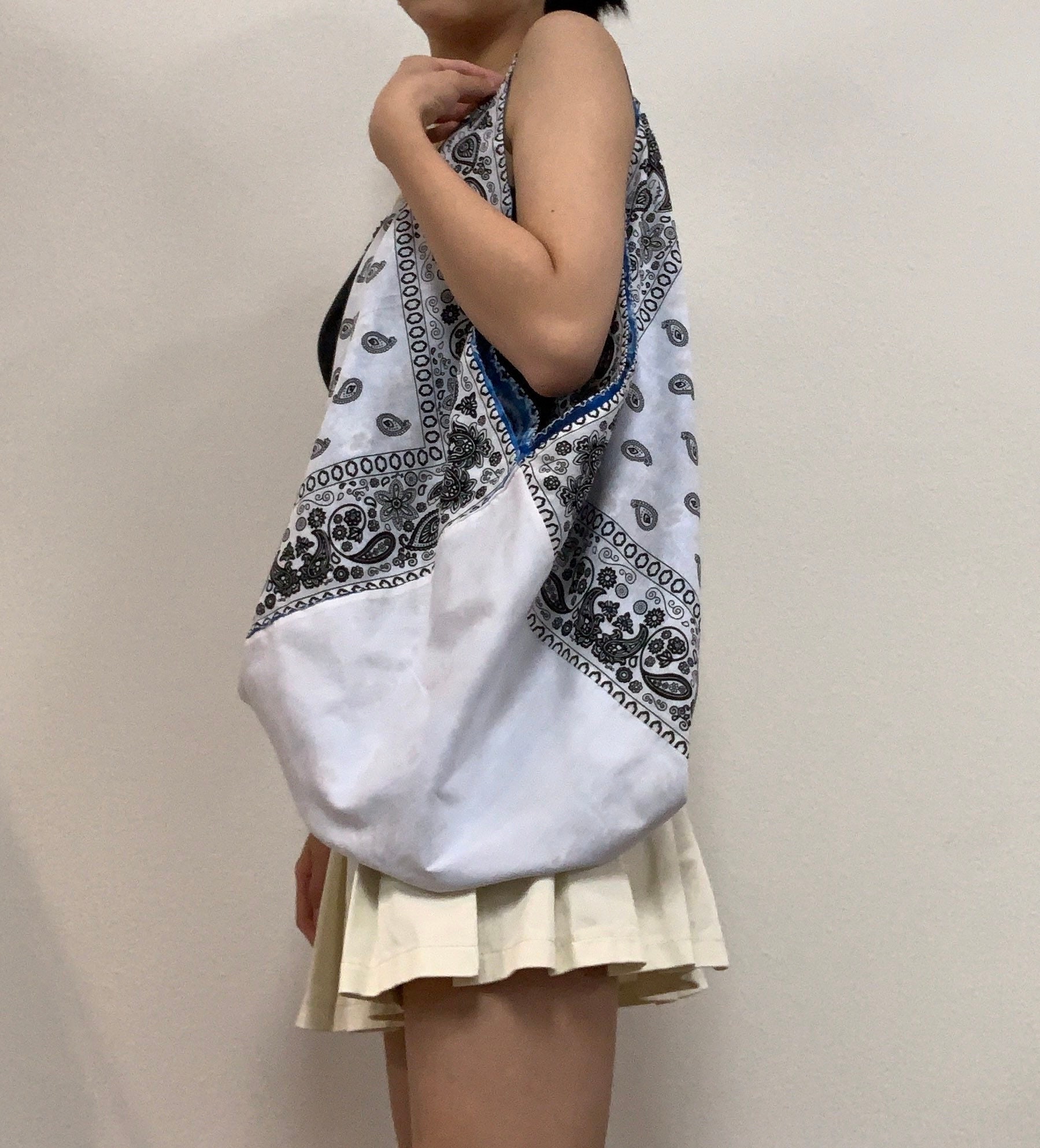 Blue Tie-dye Bandana Origami Bag - Etsy