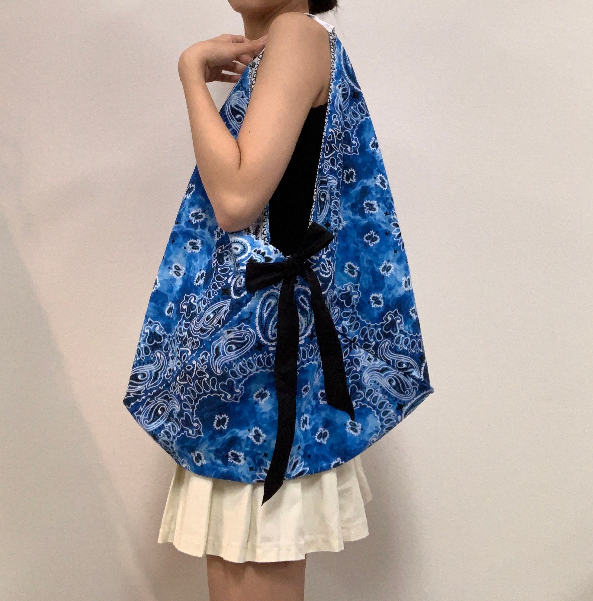Blue Tie-dye Bandana Origami Bag - Etsy