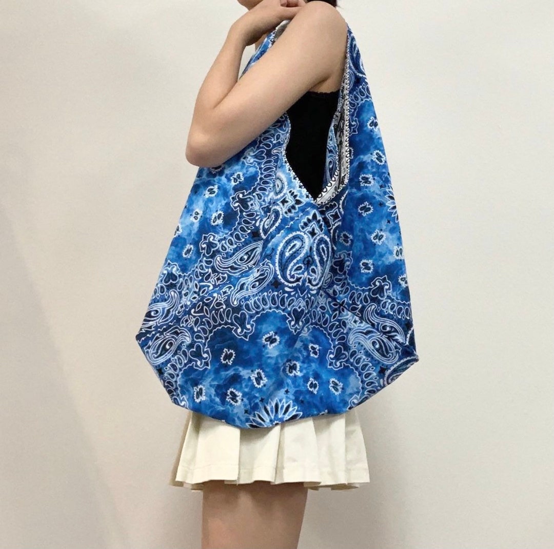Blue Tie-dye Bandana Origami Bag - Etsy