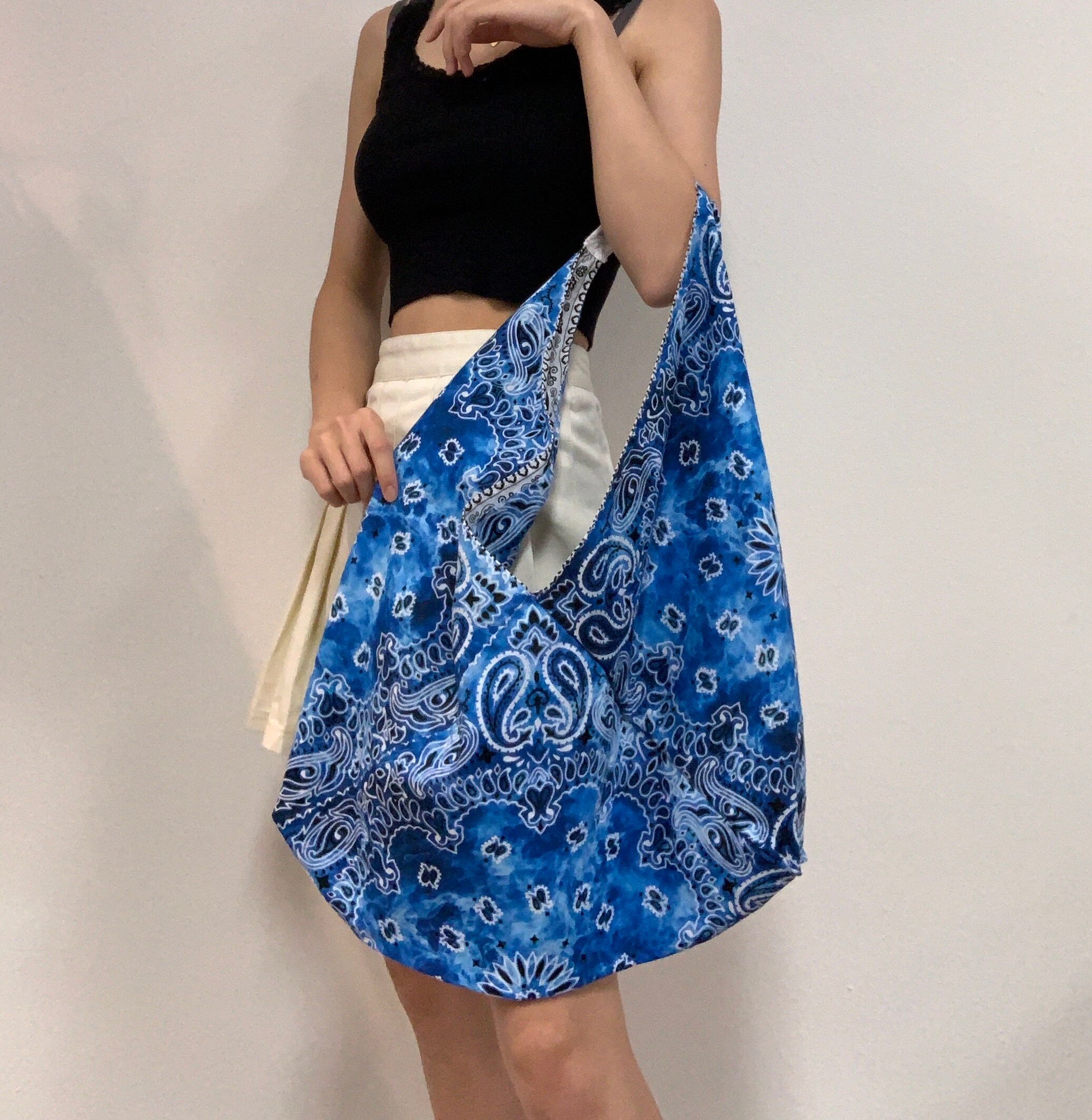 Blue Tie-dye Bandana Origami Bag - Etsy