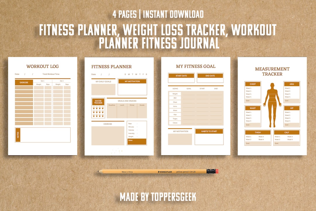 Fitness Planner, Weight Loss Tracker, Workout Planner Fitness Journal ...