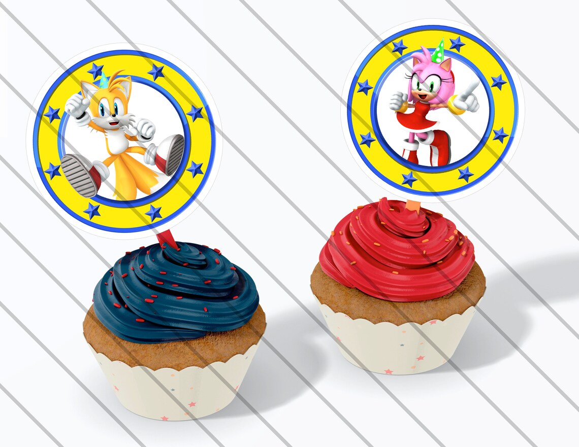 DIY Sonic the Hedgehog Party Favors Cupcake Toppers Tags - Etsy