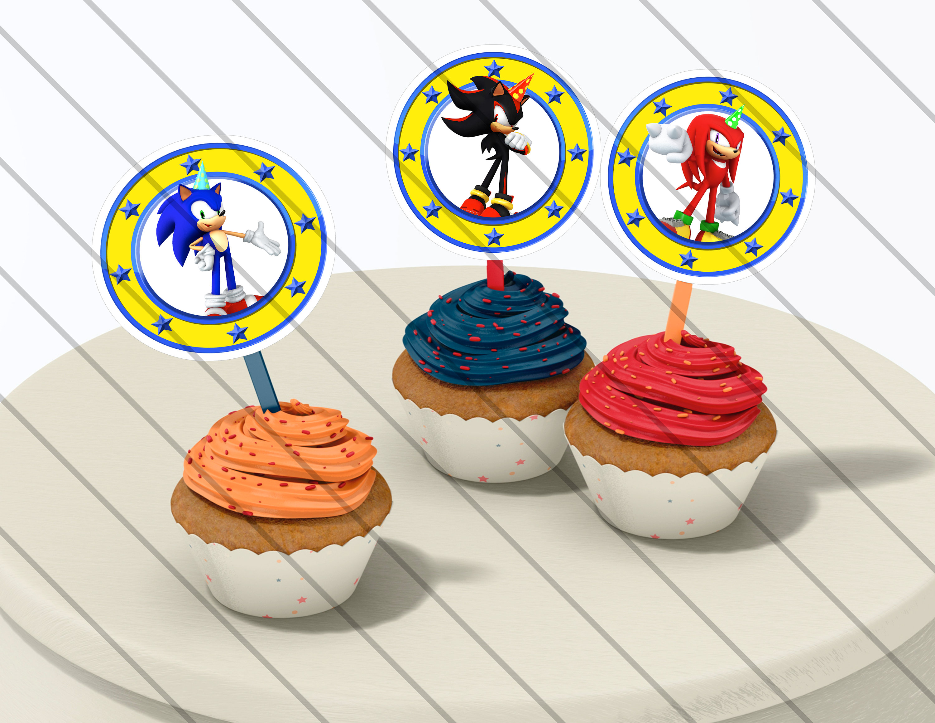 DIY Sonic the Hedgehog Party Favors Cupcake Toppers, Tags, and Stickers ...
