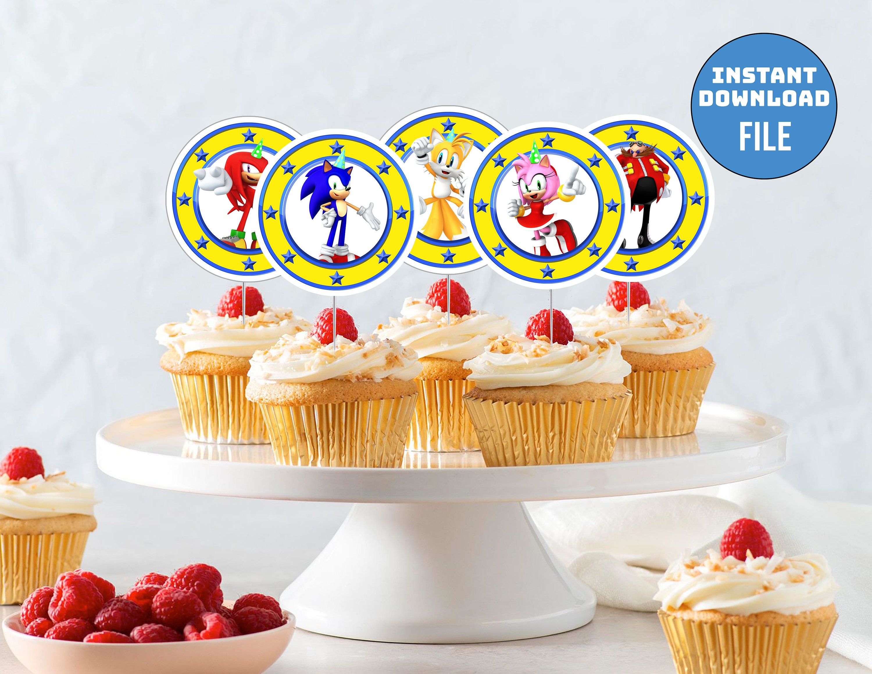 DIY Sonic the Hedgehog Party Favors – Cupcake Toppers, Tags, and ...