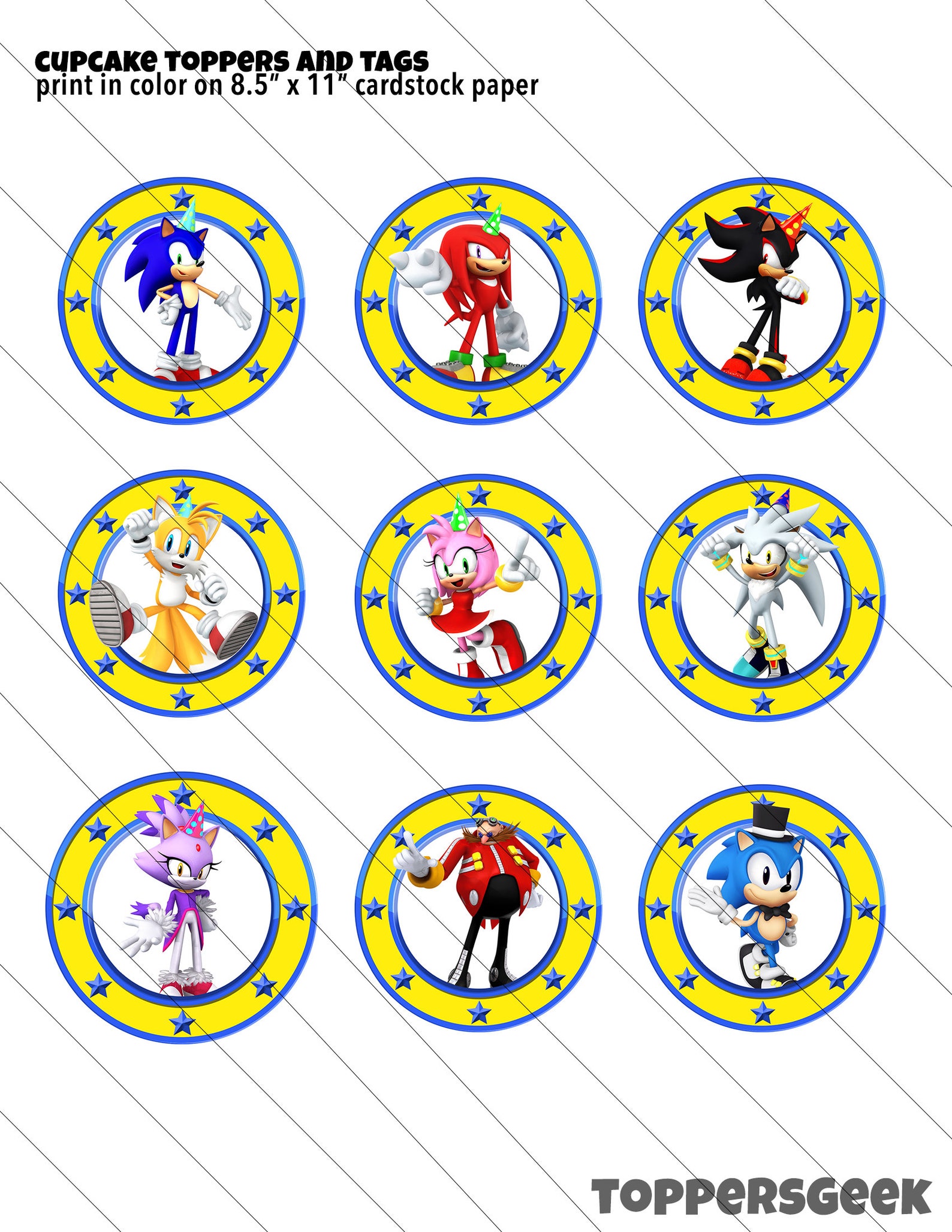 DIY Sonic the Hedgehog Party Favors – Cupcake Toppers, Tags, and ...