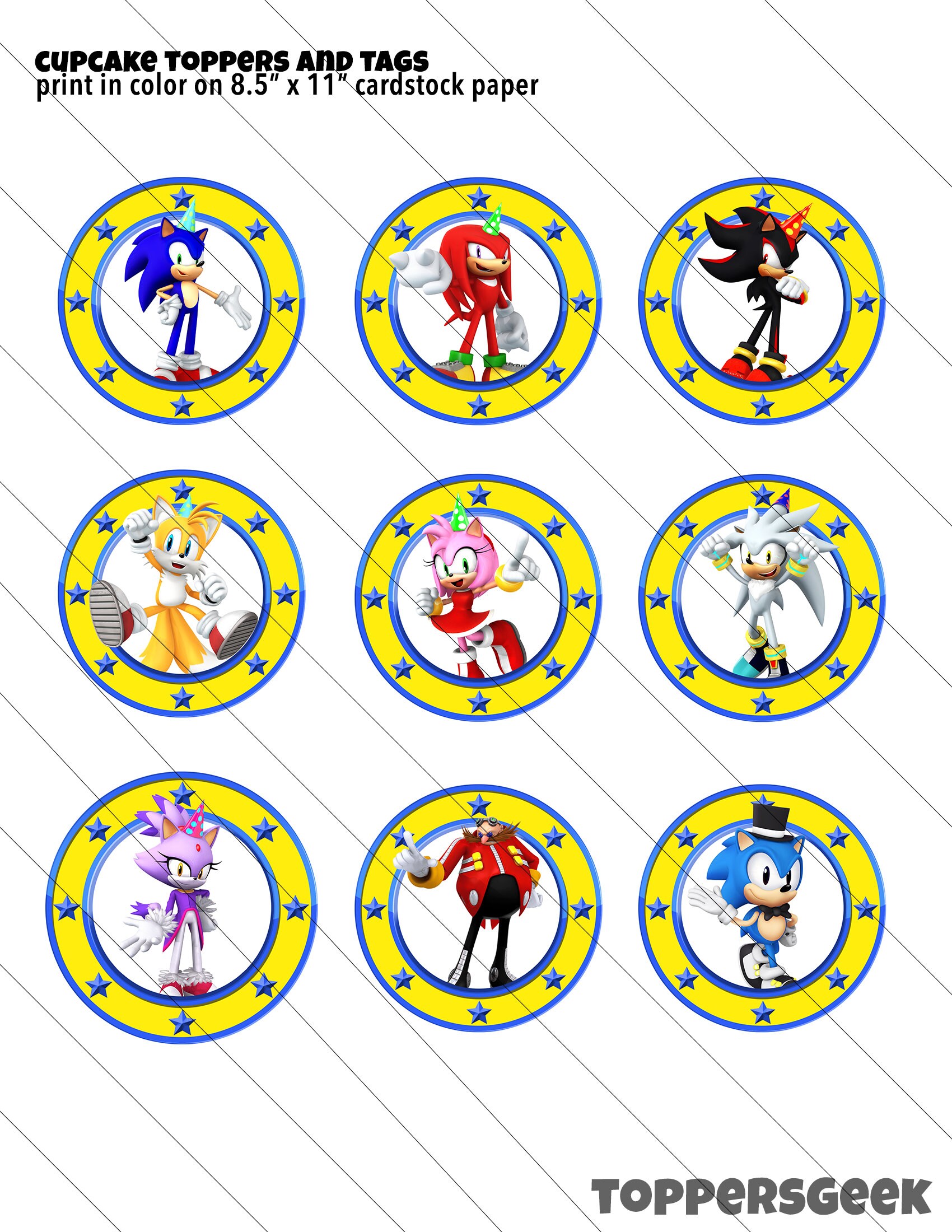 DIY Sonic the Hedgehog Party Favors – Cupcake Toppers, Tags, and ...