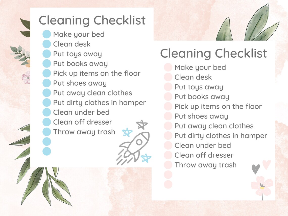 Kids Cleaning Checklist Printable Boys Cleaning Checklist - Etsy Canada