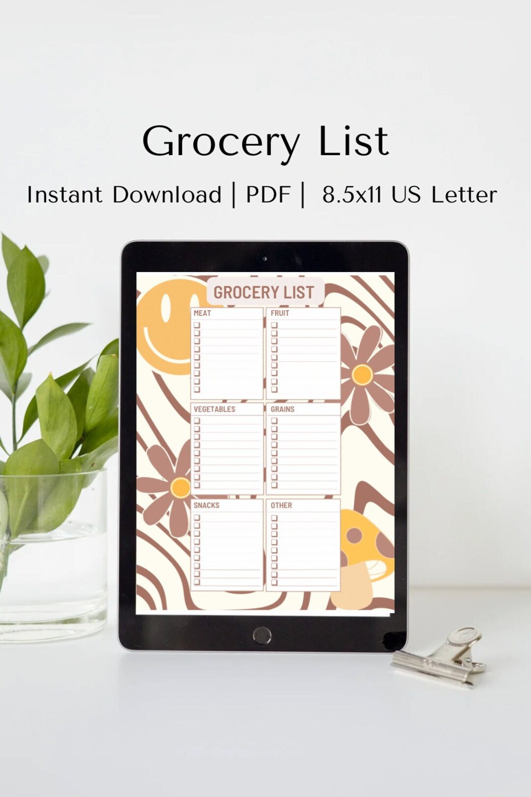 Grocery List Groovy PDF Download 8.5X11 - Etsy