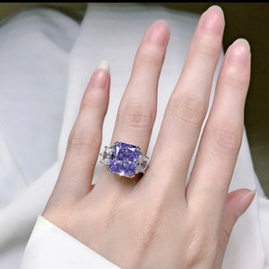 Purple Diamond Ring, Purple Lab Grown Diamond Ring, Purple Diamond ...