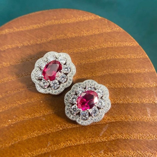 Lab Created Ruby and Diamond Ring - Etsy