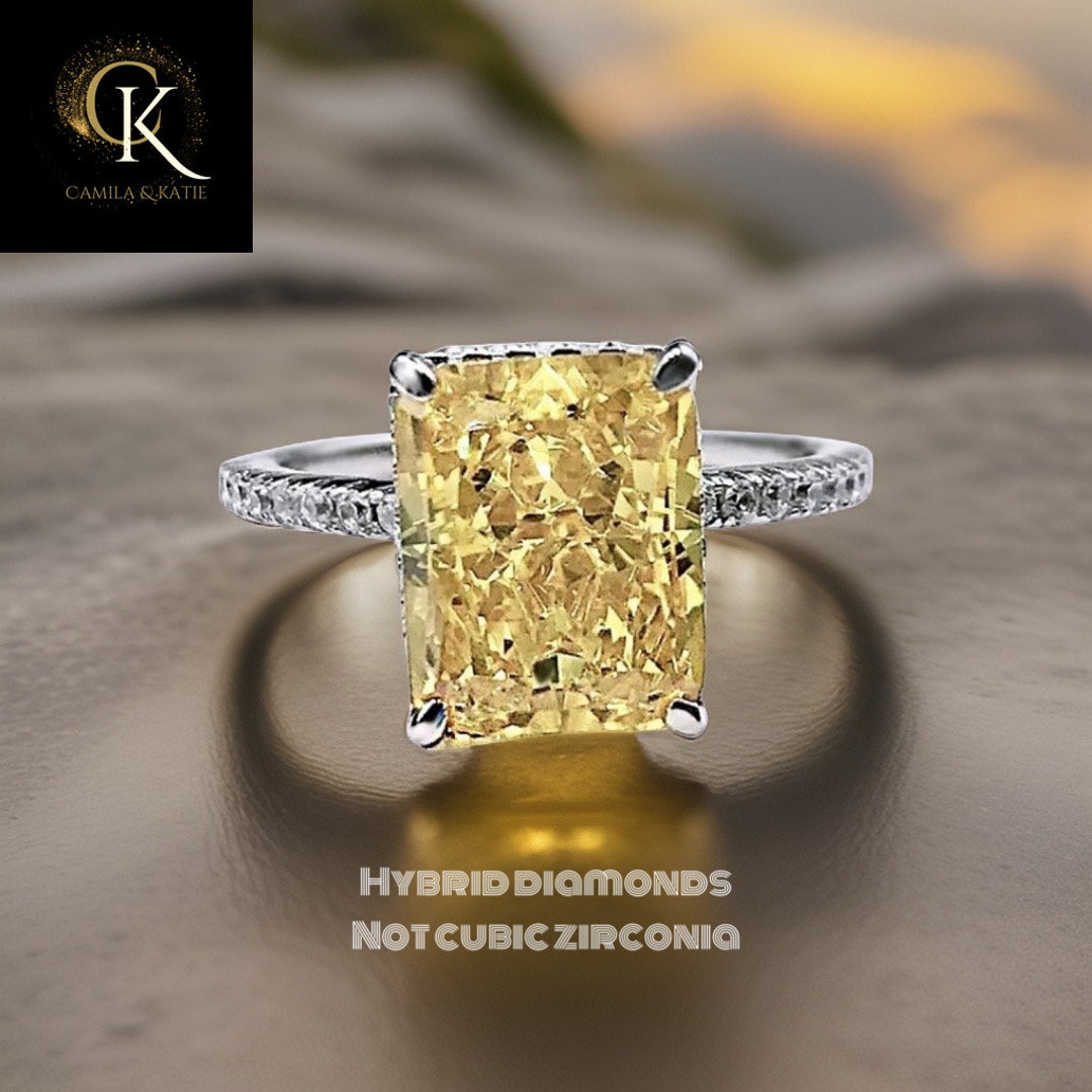 Luxury Yellow Canary Lab Diamond, 925 Silver Ring, Yellow Diamond Ring ...