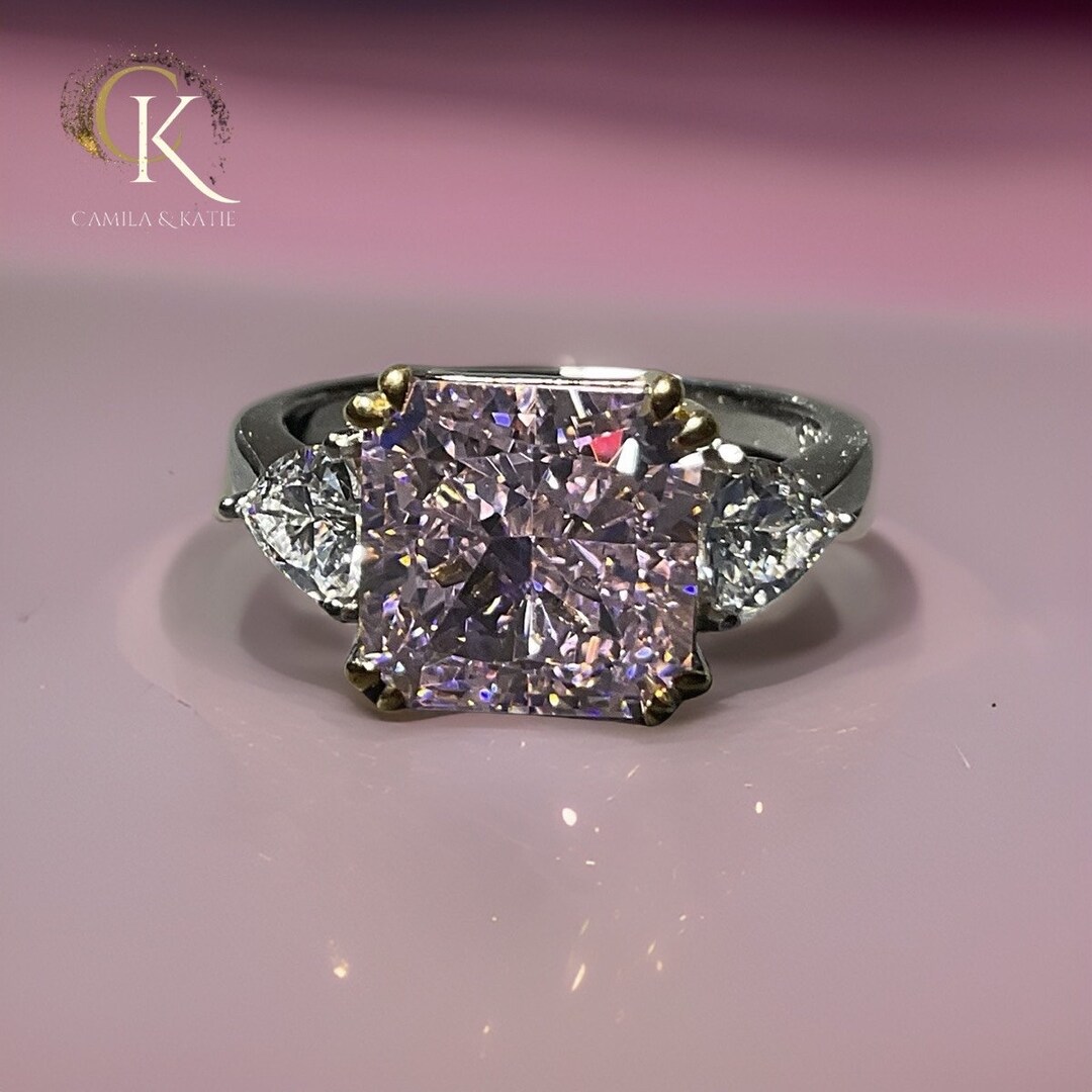 5.62 Carat Pink Lab Diamond Ring, Pink Diamond Ring, Crushed Ice Ring ...
