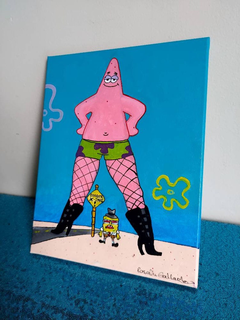Patrick Star Fishnets Meme Canvas Painting Spongebob - Etsy UK