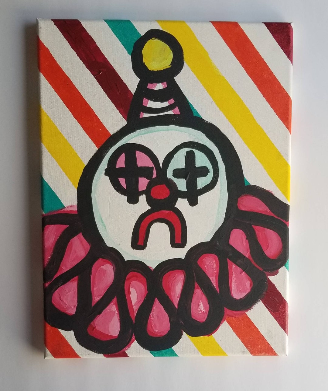 Sad Clown Painting Weird Wall Art Clown Decor Funny Canvas - Etsy