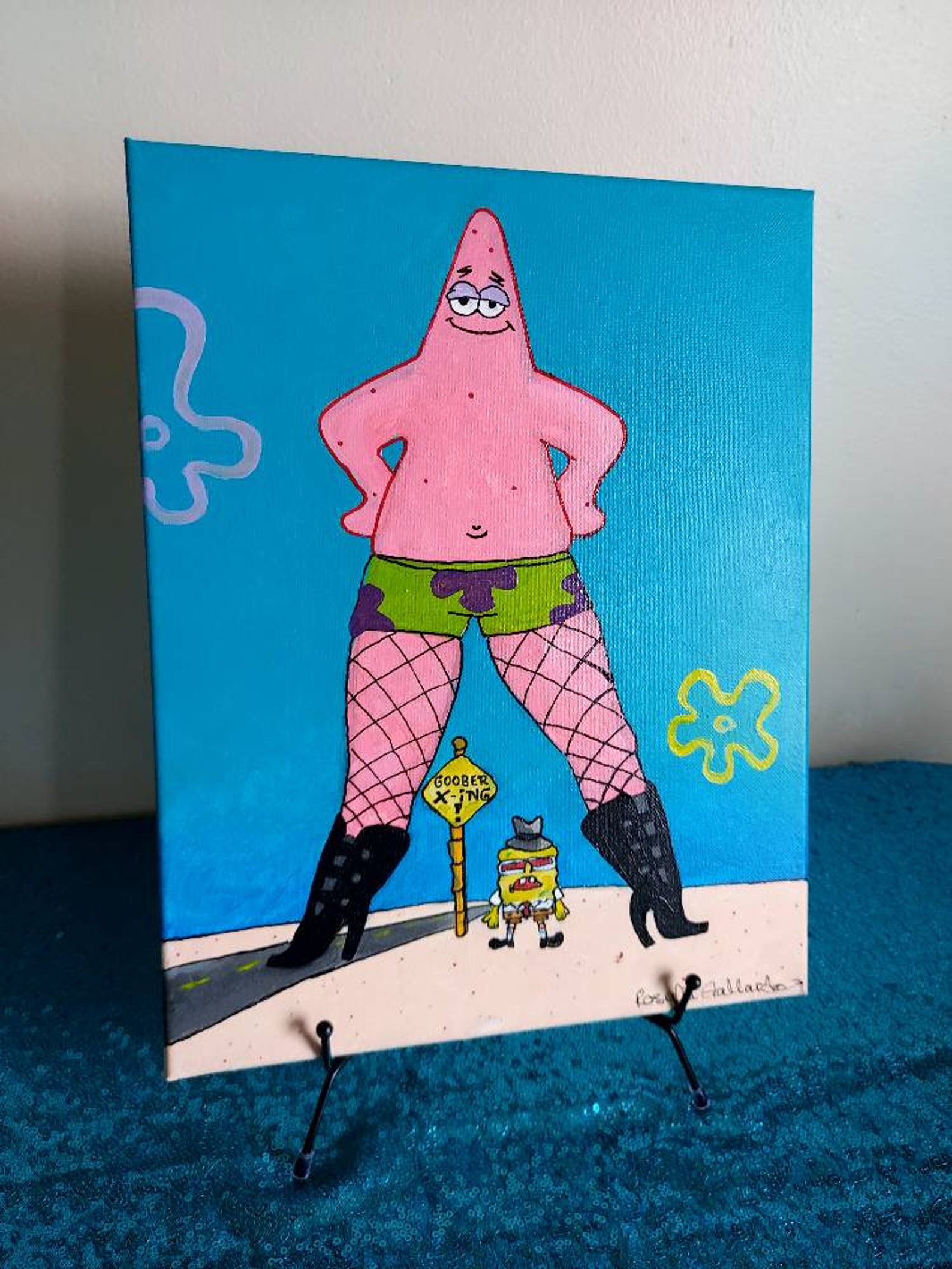 Patrick Star Fishnets Meme Canvas Painting Spongebob - Etsy